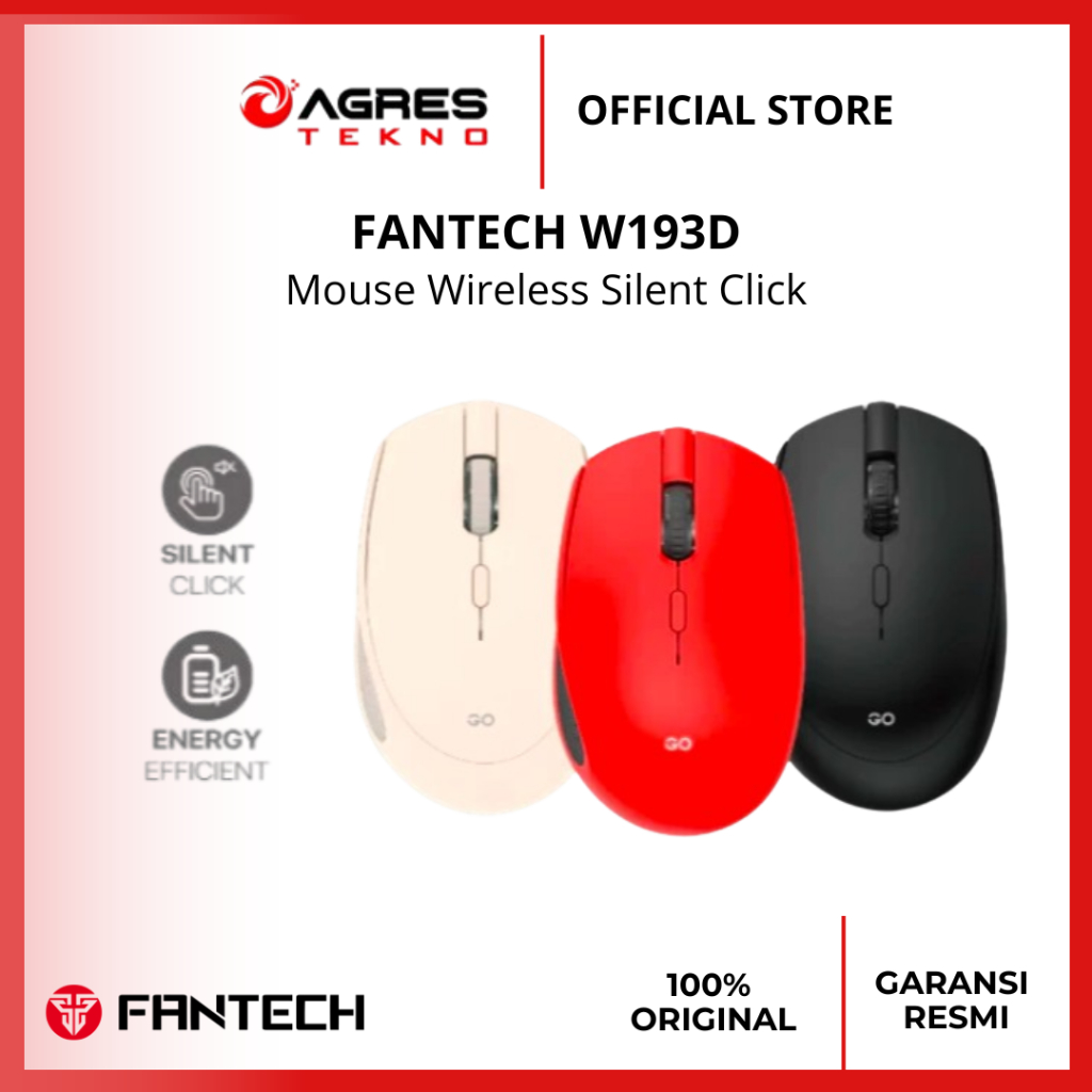 Jual FANTECH Mouse Wireless Mouse Office Silent Click Kantor Mode W190 ...
