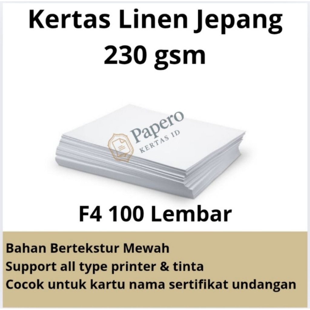 Jual Kertas Linen 230 gsm Jepang Premium | F4 Isi 100 Lembar - Kertas ...