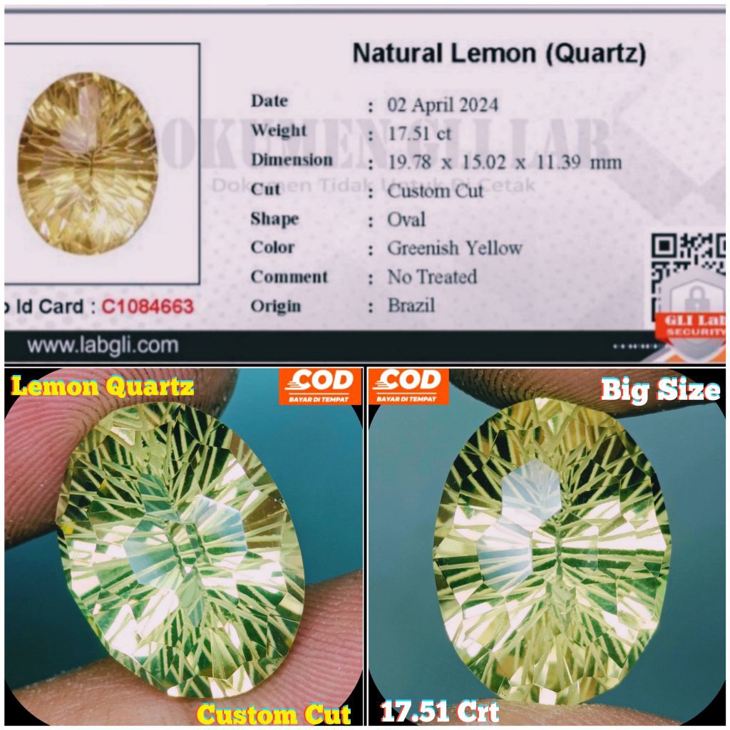 Jual NATURAL BATU PERMATA LEMON QUARTZ CUSTOM CUT B205 | Shopee Indonesia