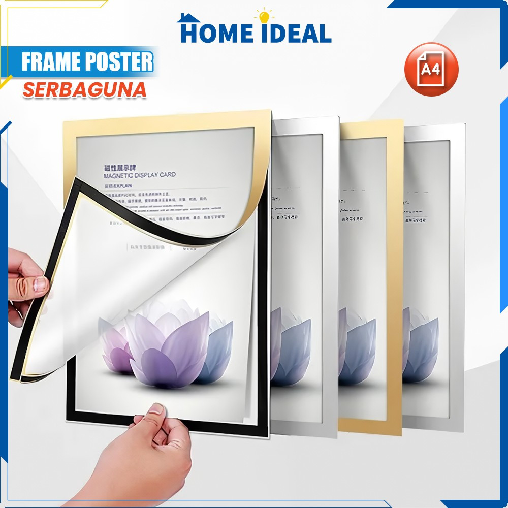 Jual Magnetic Photo Frame A4 PVC Praktis Bingkai Tempel Dinding Anti ...