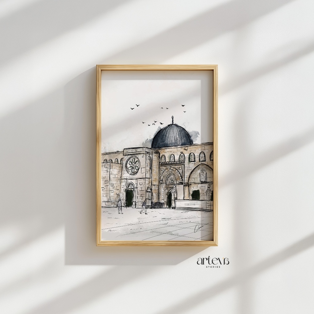 Jual Arteva Stories – Wall Art Lukisan Sketsa Masjid Al-Aqsa Palestina ...