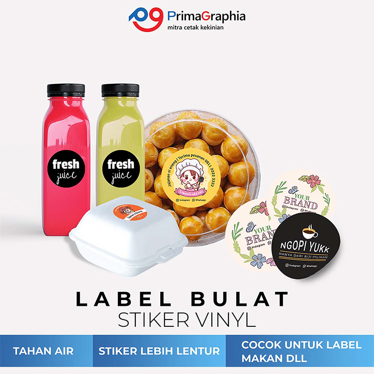 Jual Cetak Stiker Vinyl Bulat Custom Desain Template | Shopee Indonesia