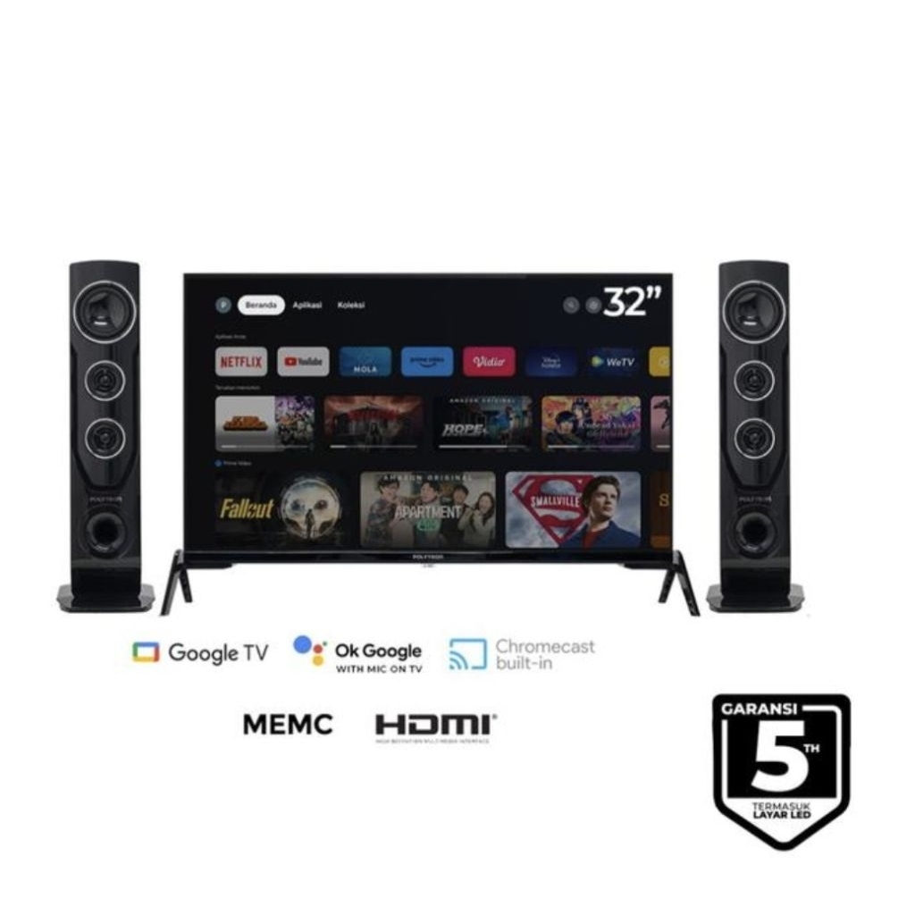 Jual LED POLITRON SPEKER TOWER GO0GLE TV PLD 32TG9055 | Shopee Indonesia