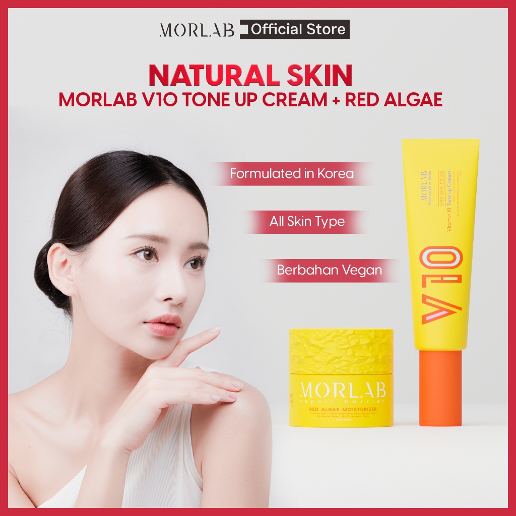Jual NATURAL SKIN - MORLAB V10 TONE UP CREAM + MORLAB RED ALGAE | Shopee Indonesia