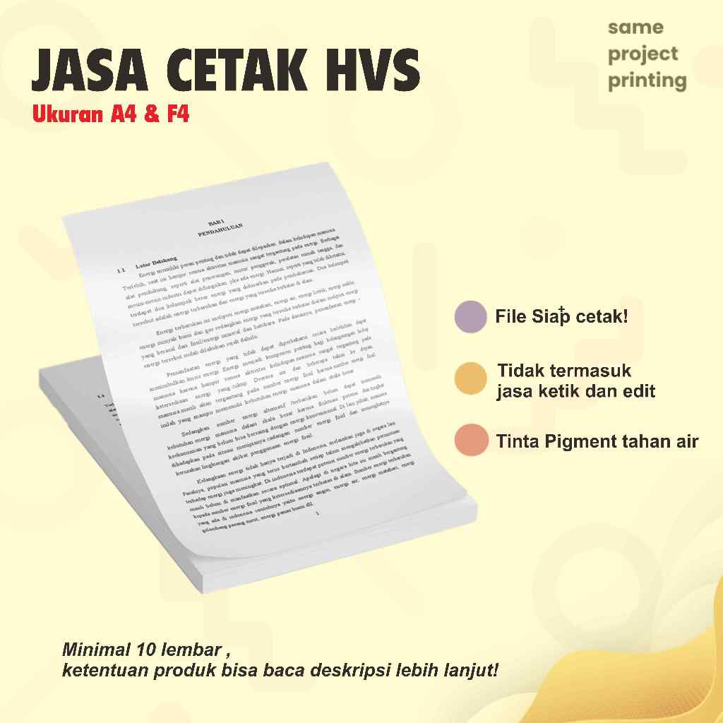 Jual Jasa Cetak HVS Ukuran A4 & F4 - File siap cetak Fast Print ...