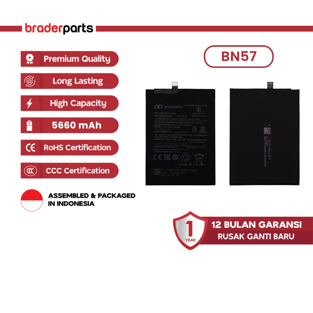 Jual BraderParts Baterai BN57 Power Boost Battery Original BPBT-G02 ...