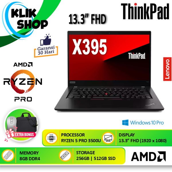 Jual Laptop Lenovo ThinkPad X395 Ryzen 5 Pro 3500U 8GB SSD 512GB 13.3 ...