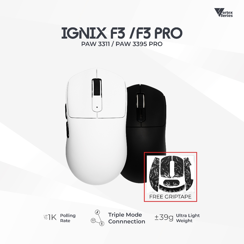 Jual VortexSeries IGNIX Series F3 Mouse | Ultra Light Wireless Tri Mode ...