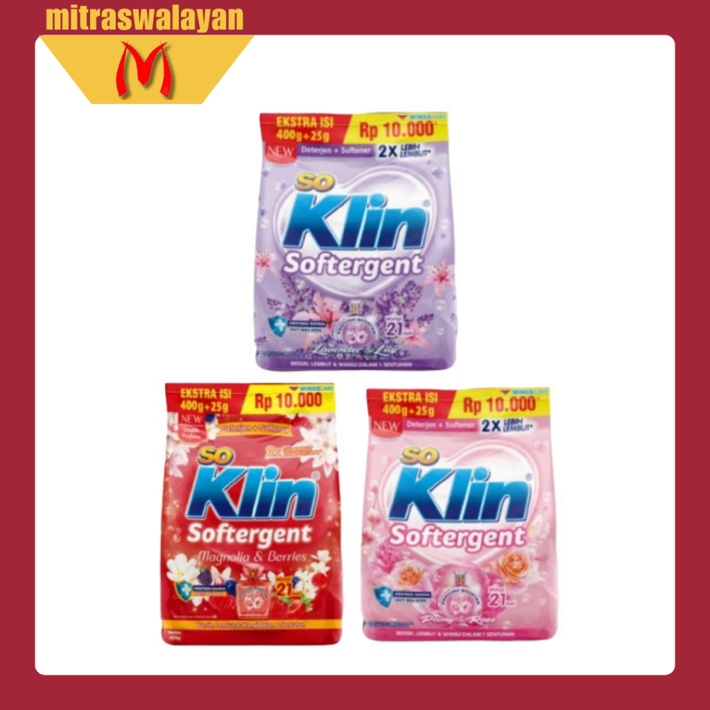 Jual SO KLIN Powder Detergent Kemasan 425 gr [ 10000-an ] | Shopee ...
