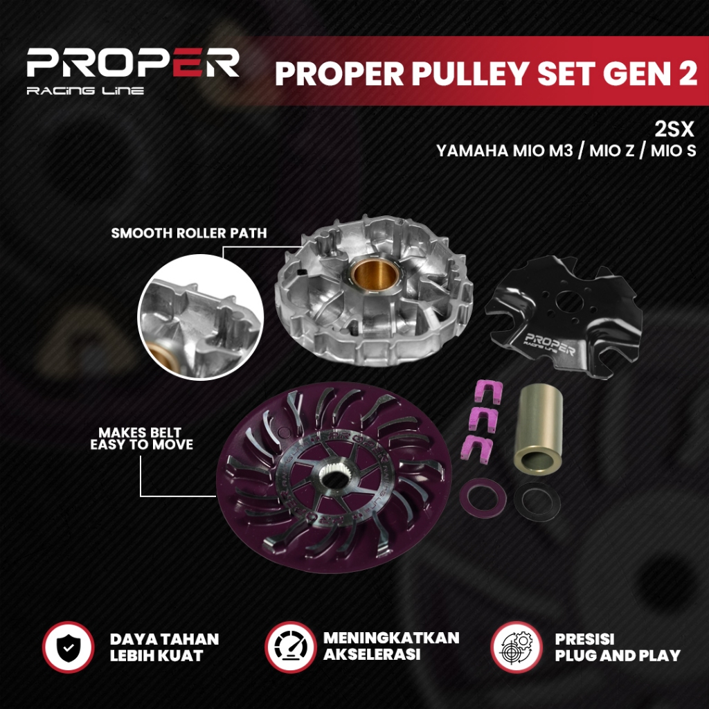 Jual PULLEY SET GEN 2 2SX MIO M3 MIO Z MIO S PROPER RACING LINE PROPER ...