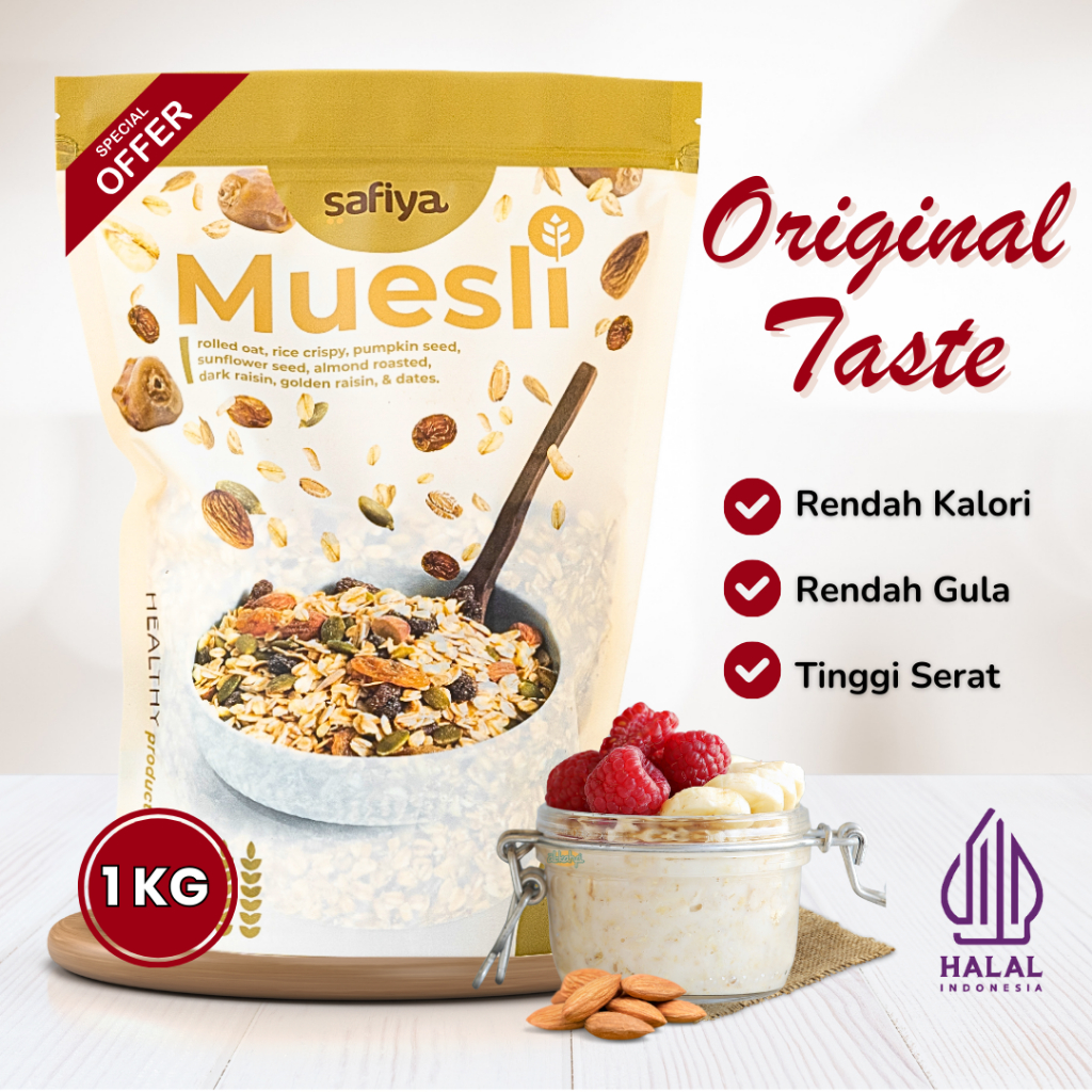 Jual Safiya Muesli Original 1 Kg Diet Sereal Sarapan Sehat Premium | Shopee Indonesia