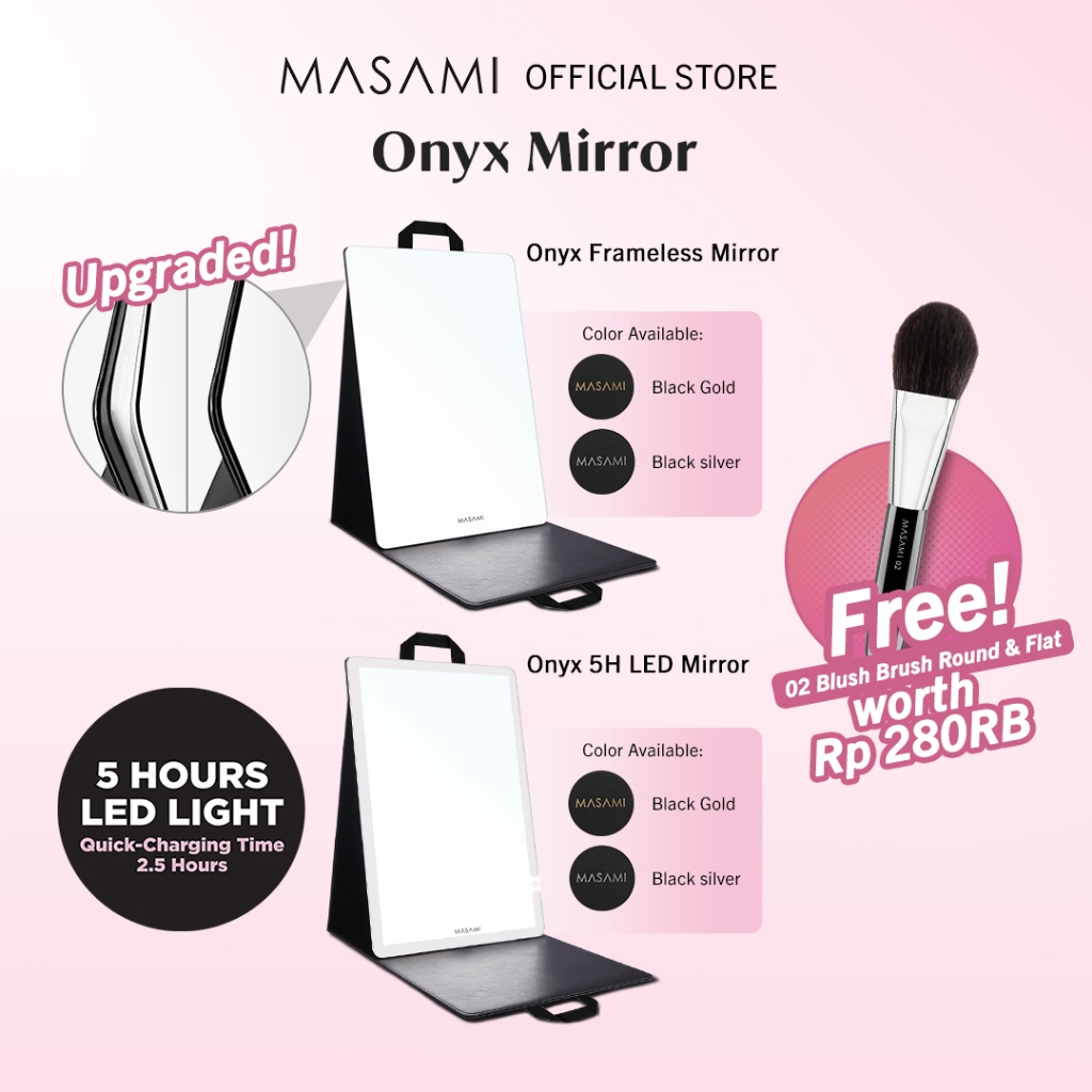 Jual [ FREE PROFESSIONAL BRUSH ] Masami Onyx LED Mirror / Frameless ...