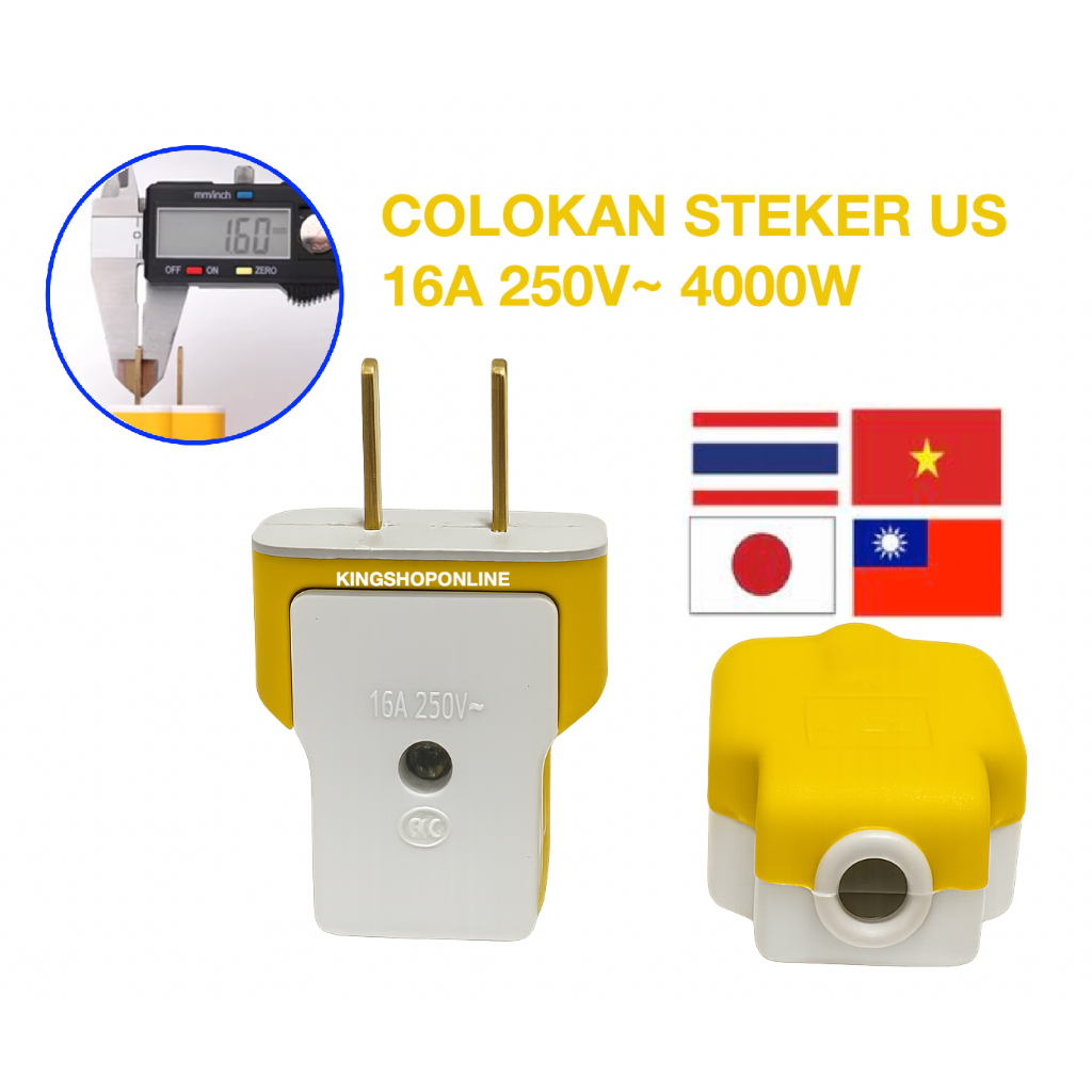 Jual Colokan Listrik US Steker US, 16A 250~ cocok untuk Colokan Jepang ...
