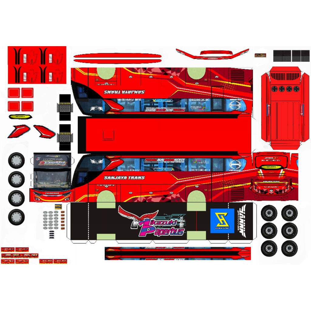 Jual Lembaran papecraft bus Sanjaya trans albino, marvel skala 50 ...