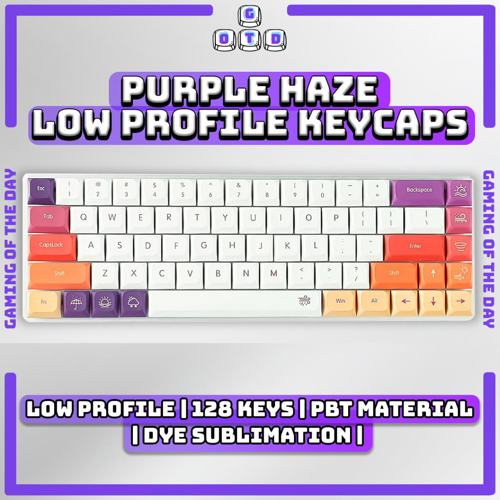 Jual Low Profile Purple Haze keycaps MAC PBT Dye Sub Ultra Slim keycap ...