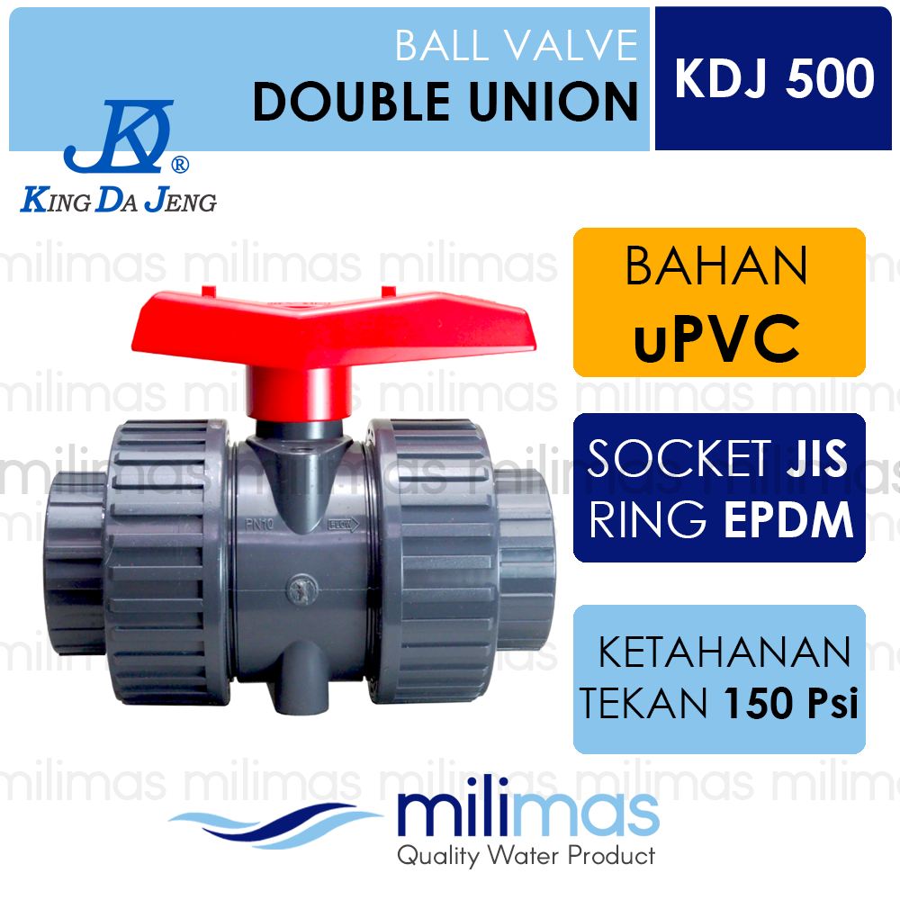 Jual KDJ - KJ500 Double Union Ball Valve - UPVC Ball Valve Original ...