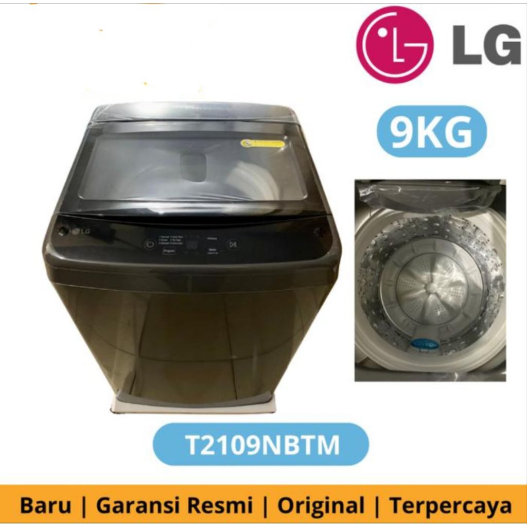 Jual MESIN CUCI LG 9KG OTOMATIS T2109NBTM BLACK | Shopee Indonesia