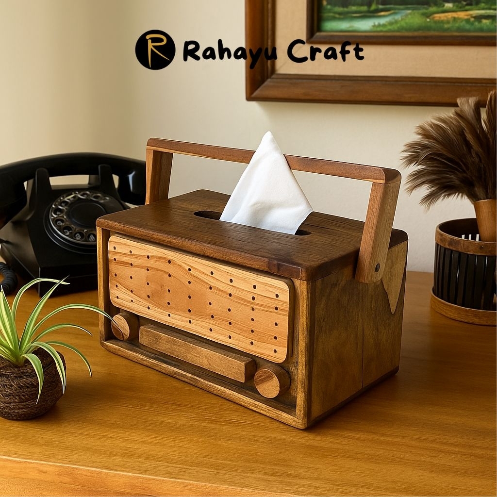 Jual RahayuCraft - Kotak Tissue Retro Radio Kayu Jati | Shopee Indonesia