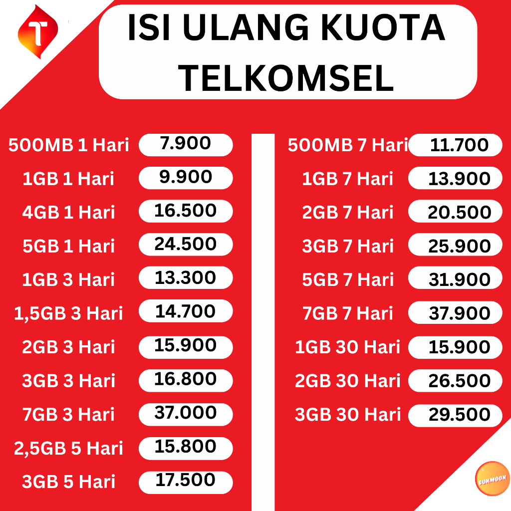Jual Isi Ulang Paket Data Kuota Internet TELKOMSEL Harian Bulanan ...