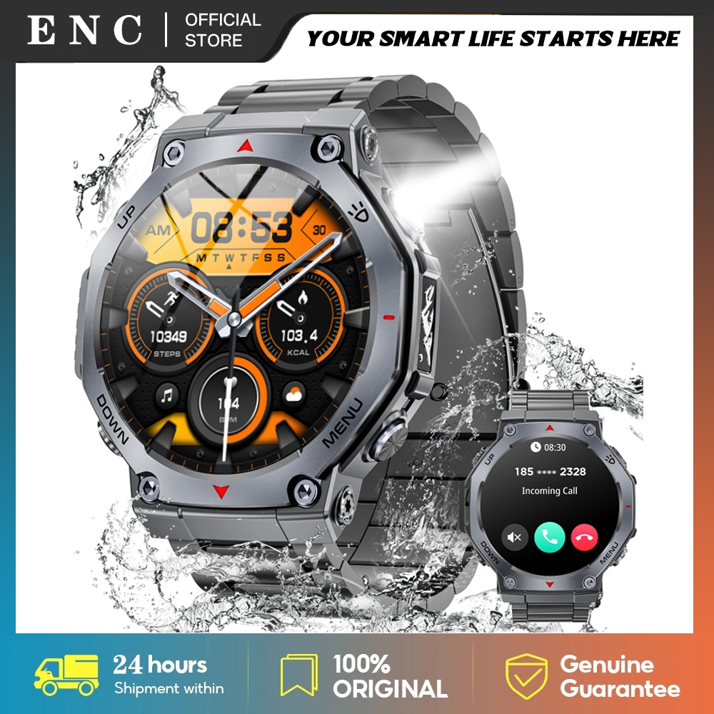 Jual ENC Military Smartwatch Pria with 1.43-inch ultra high definition ...