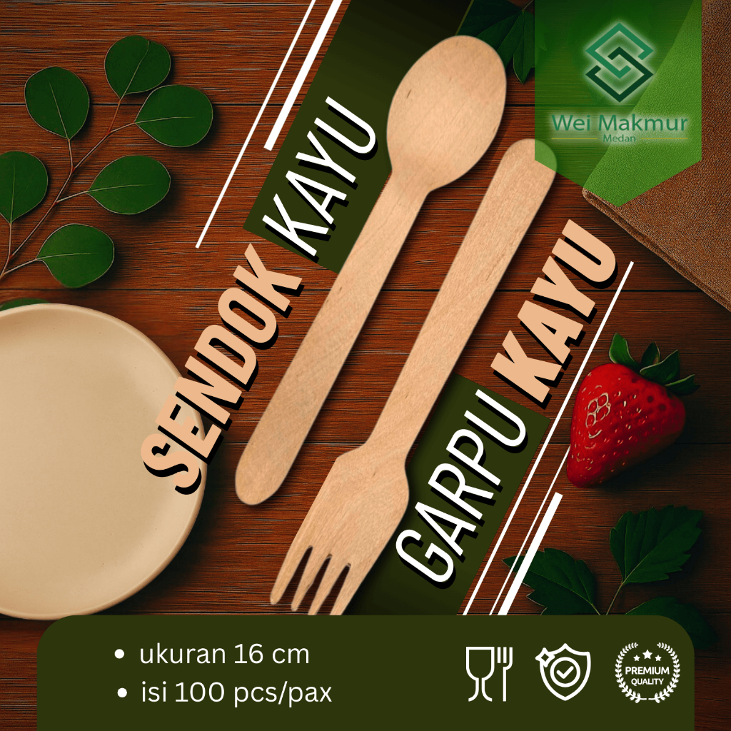 Jual Sendok Kayu / Garpu Kayu Super Premium Food Grade Wooden Cutlery ...
