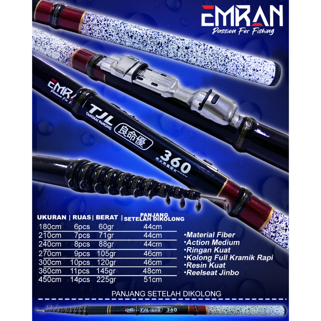 Jual TEGEK ORCA & Emran TJL 180 210 240 270 300 360 450CM COD GRATIS ...