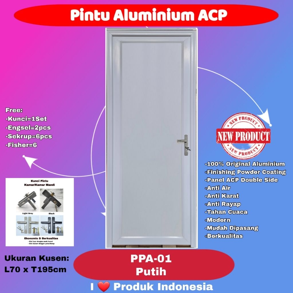 Jual Pintu Full Aluminium Modern-PPA 01-Full Panel ACP 2 Sisi-Putih ...