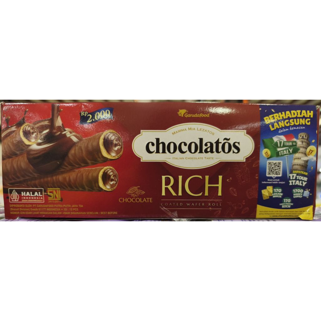 Jual chocolatos rich coated roll box isi 12 pc per box exp 040626 ...