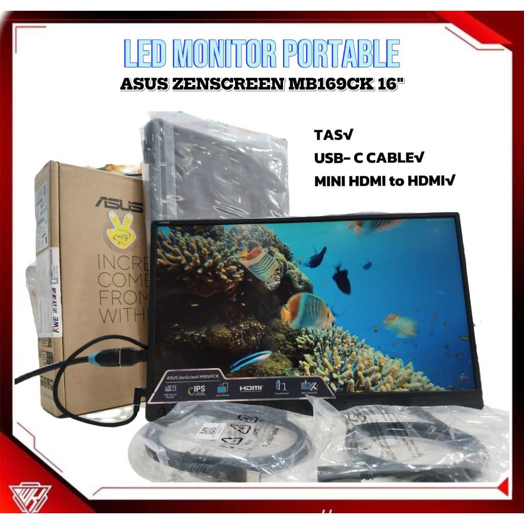 Jual ASUS LED Monitor Portable ZenScreen MB169CK 16" IPS FHD 60Hz 5ms ...