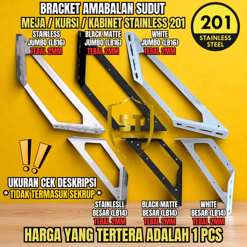 Jual (B) BRACKET SIKU AMBALAN SUDUT KABINET BESAR (LB14) & JUMBO (LB16) BAHAN STAINLESS SUS 201 ...