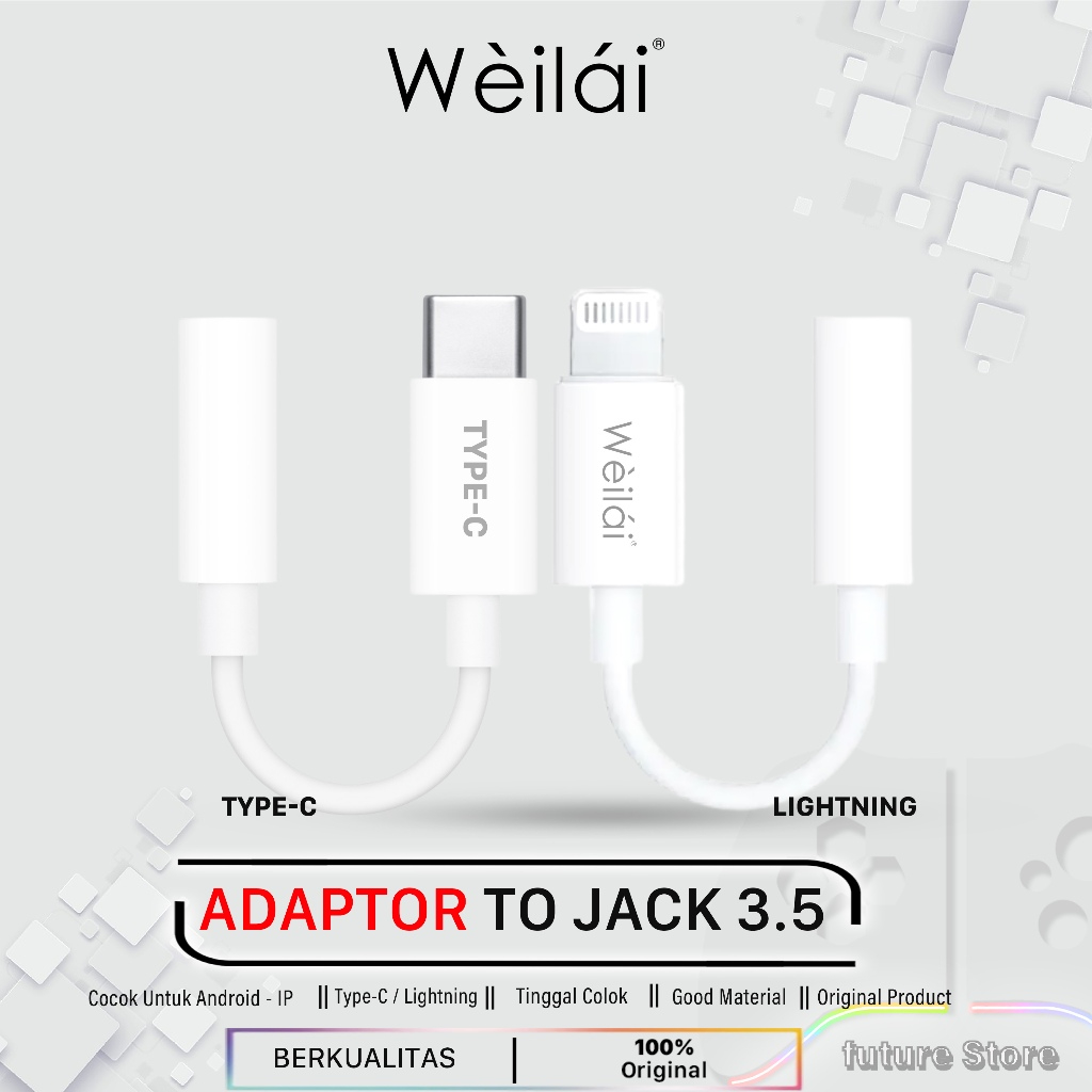 Jual Weilai Adaptor Jack 3.5mm To Type C / Lightning Original ...