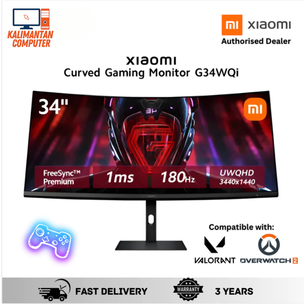 Jual MONITOR Xiaomi G34WQi 34” Curved Gaming Monitor 180Hz 1ms ...