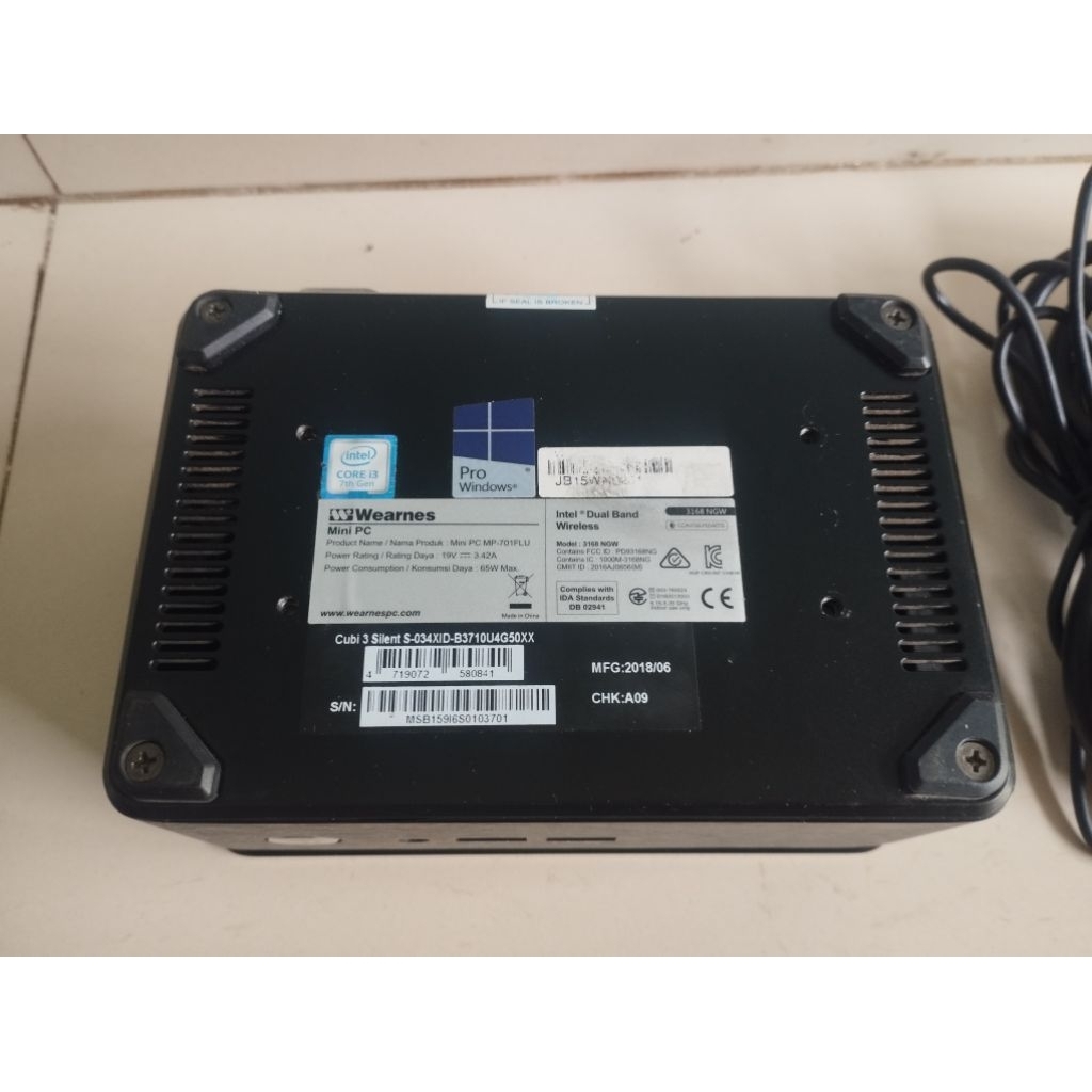 Jual Mini PC Wearnes MP 701FLU Core i3-7100u DDR4 4 Gb SSD 128 Gb ...