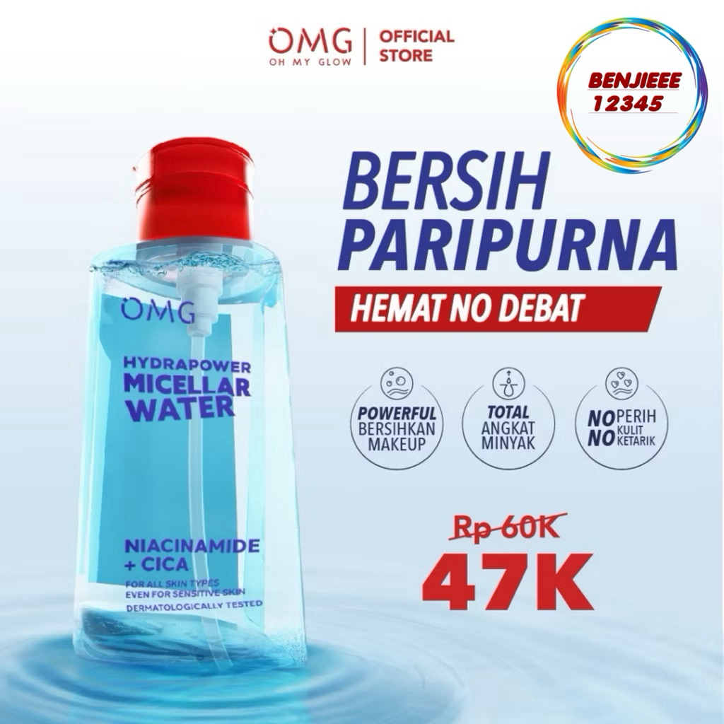 Jual OMG OH MY GLOW HydraPower Micellar Water 65ml & 300ml with ...