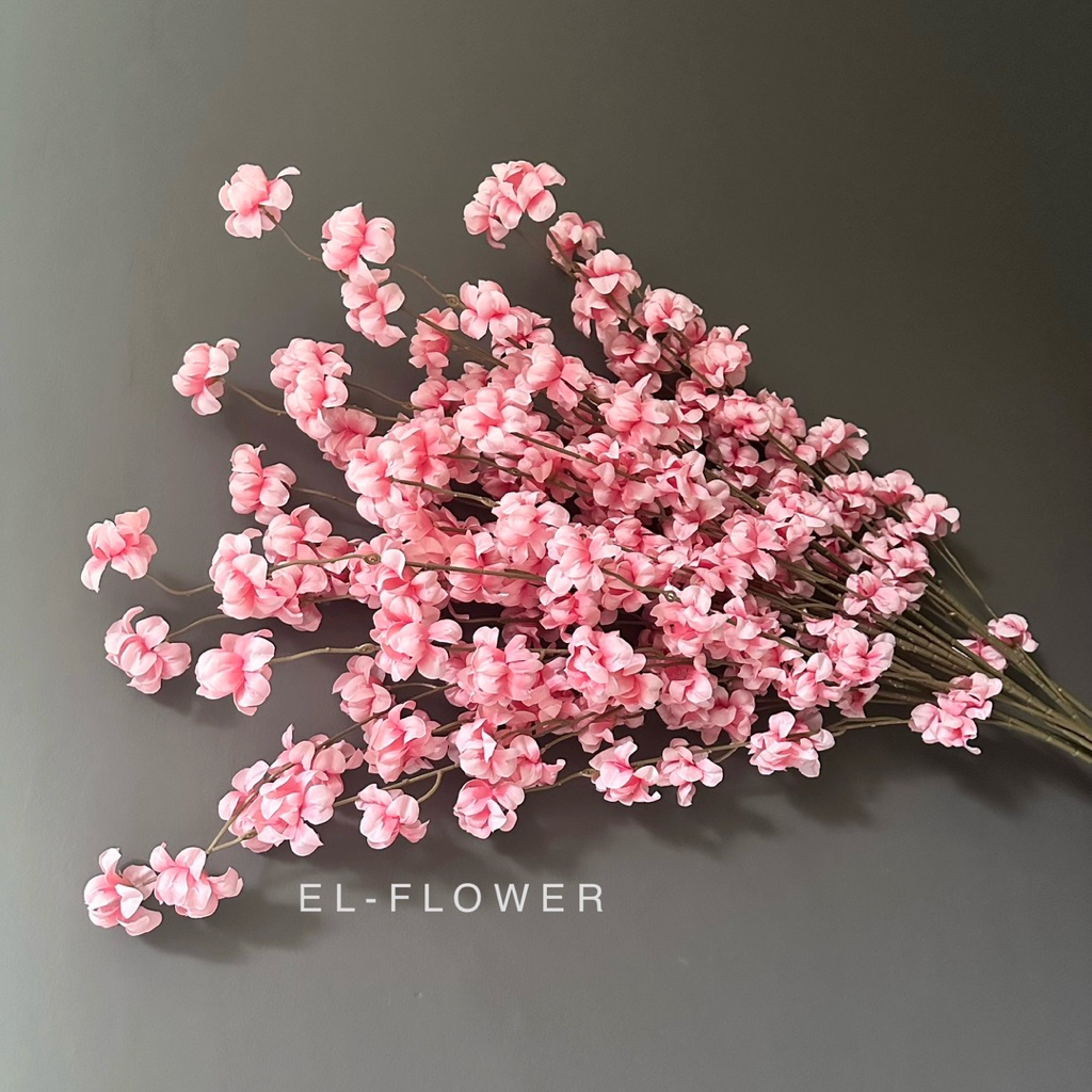 Jual BUNGA DEKORASI (5 tangkai) Sakura Bulat Mekar Juntai T120 Bunga ...