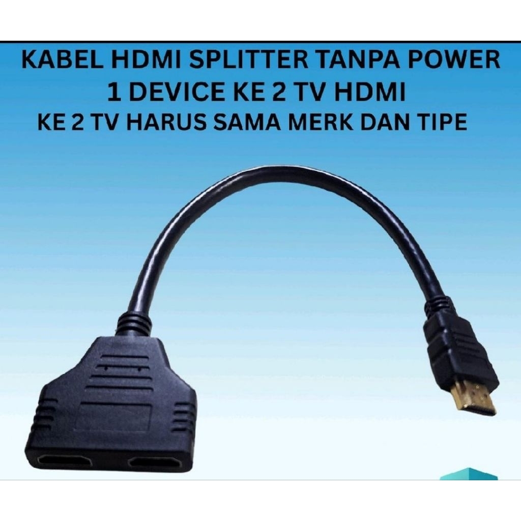 Jual KABEL HDMI SPLITTER 2 PORT TANPA POWER / 1 INPUT KE 2 OUTPUT ...