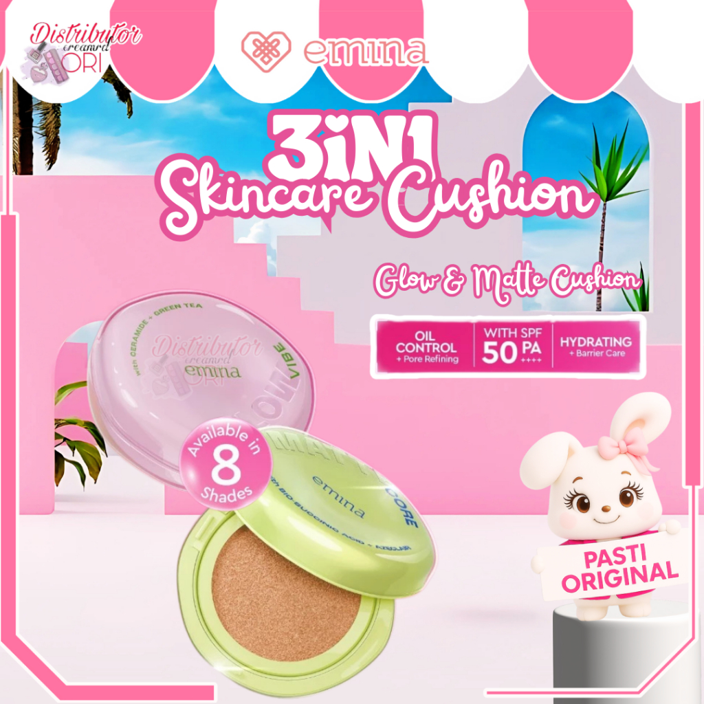 Jual Emina Glow & Matte 3in1 Skincare Cushion SPF 50 PA++++ 13G ...