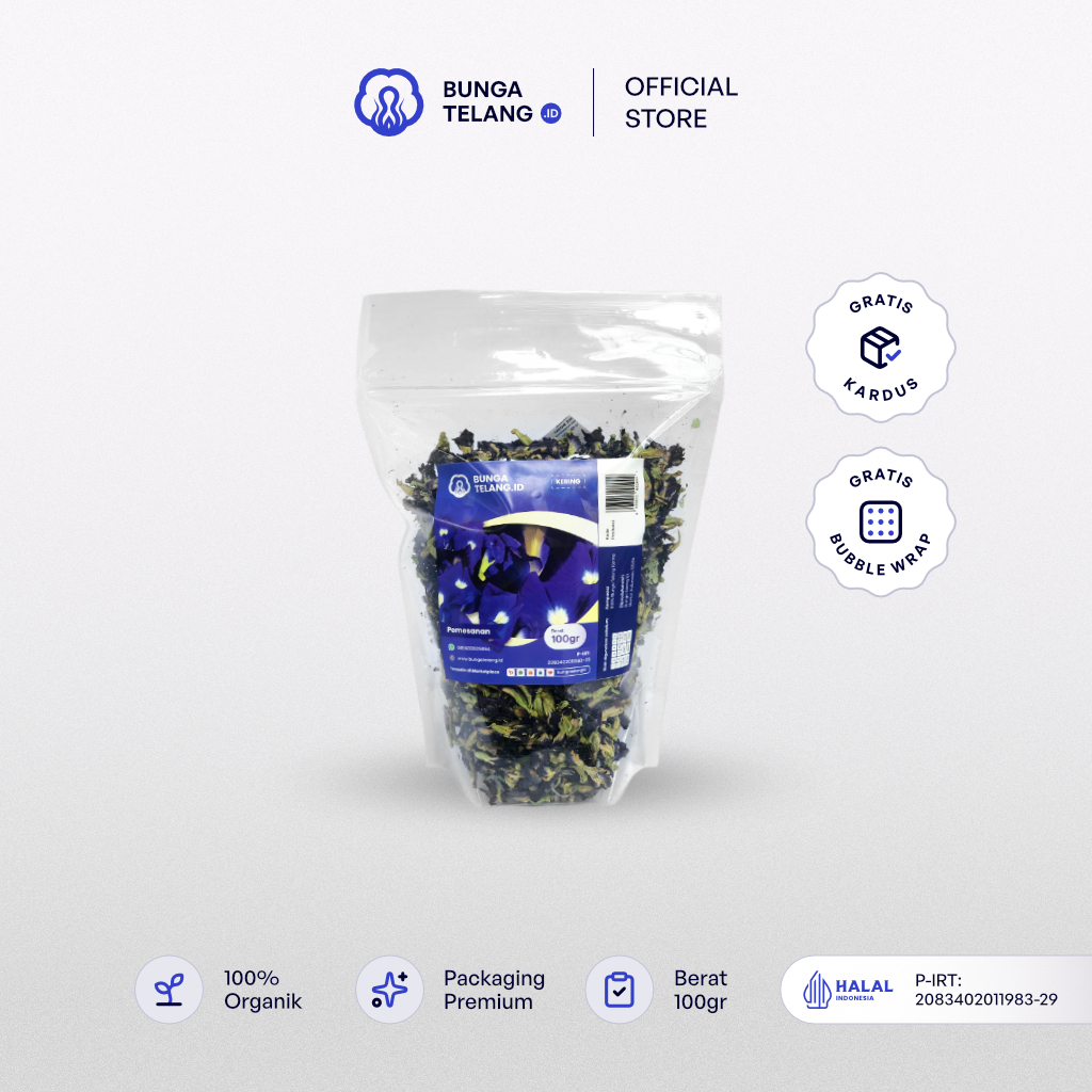 Jual Teh telang 100 gram kering by Bunga Telang ID | Organik 100% ...