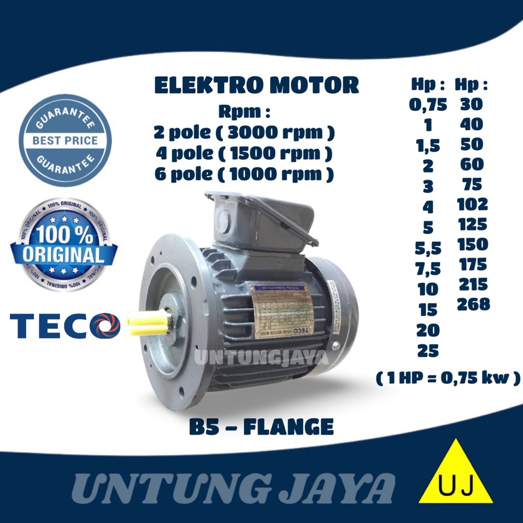 Jual DINAMO ELEKTRO MOTOR TECO AESU FLANGE 3 PHASE 1,5 HP 1,1 KW 4 POLE ...