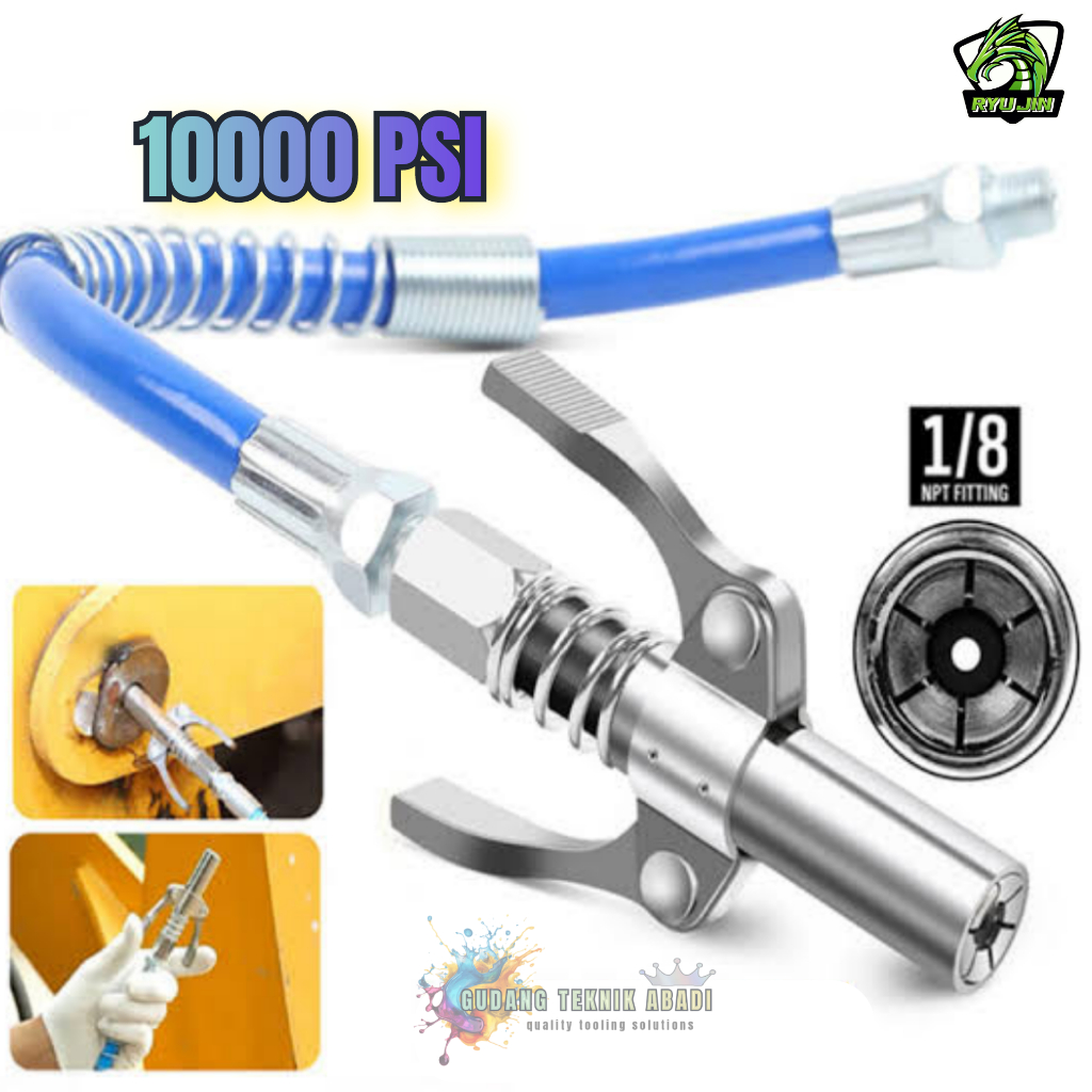 Jual RYJ Kepala Pompa Grease Gun Coupler Plus Slang 25cm Alat Aplikasi ...