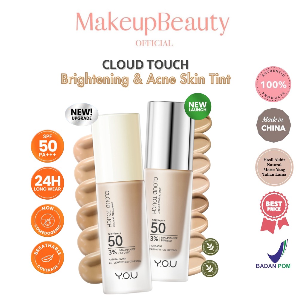 Jual YOU Cloud Touch 3% Niacinamide Brightening Skin Tint For ALL Skin Sensitive Skin Perfect ...