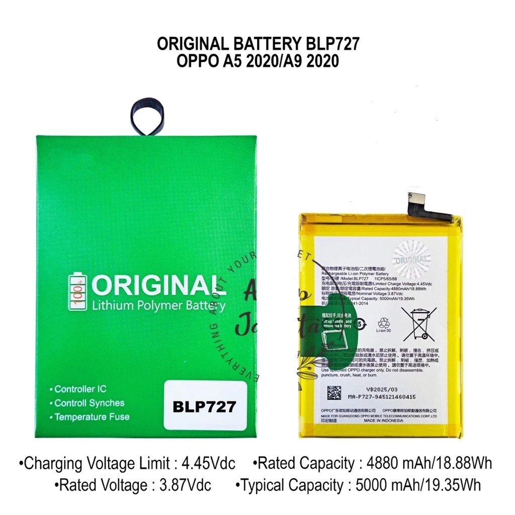 Jual Baterai Oppo BLP 727 Oppo A5 2020 / A9 2020 Batre BLP727 Oppo ...