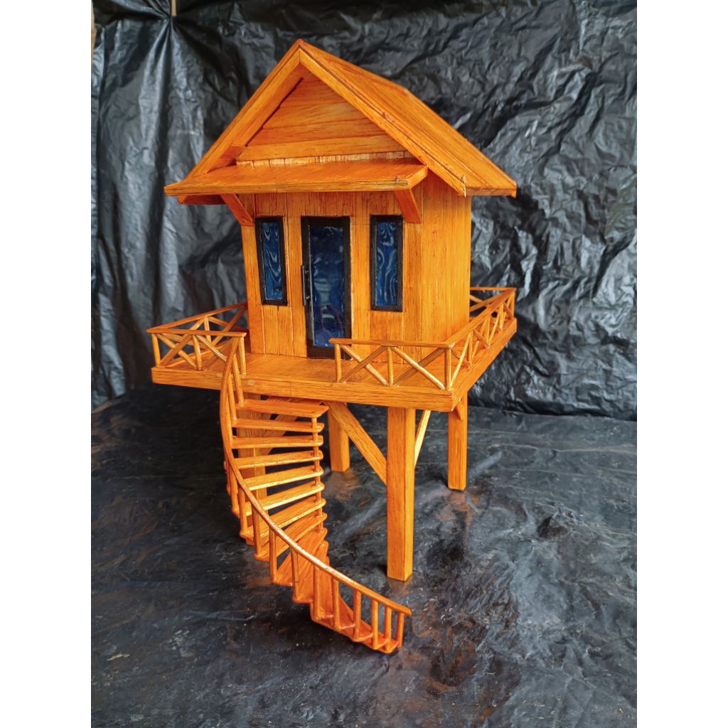 Jual miniatur rumah panggung rumah adat kayu bambu hiasan rumah pot ...