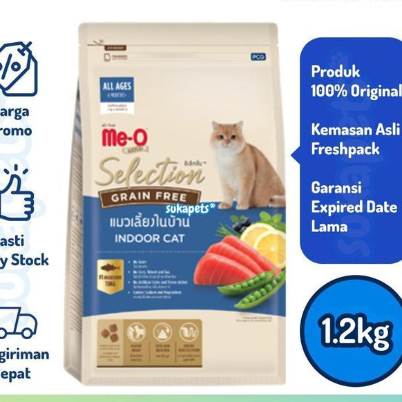 Jual Meo Gold Selection Grain Free Indoor Dry Food Makanan Kucing 1.2kg ...