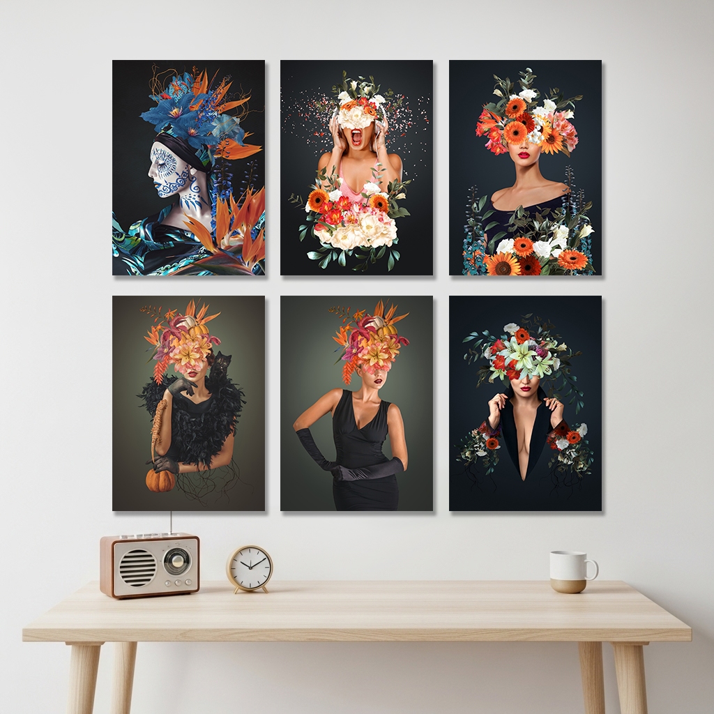 Jual Hiasan Dinding Poster Abstrak Wanita Bunga Lukisan Surealisme ...