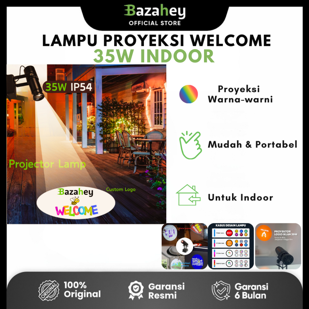 Jual 35W LED Logo Projector | Full-Color GOBO | Waterproof IP54 | 360° Rotation | Untuk Indoor ...