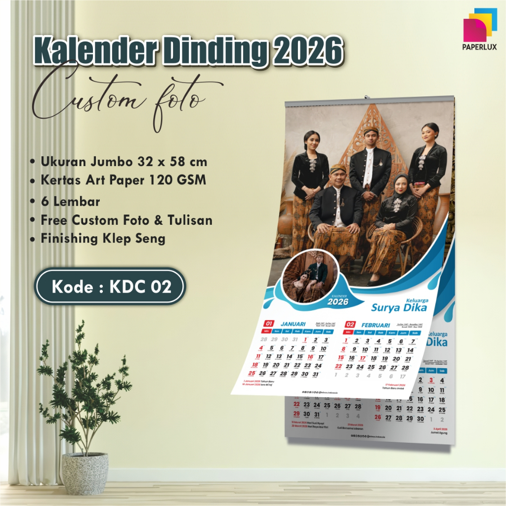 Jual Cetak Kalender 2026 Custom Desain Foto Glossy Kertas Tebal Premium ...