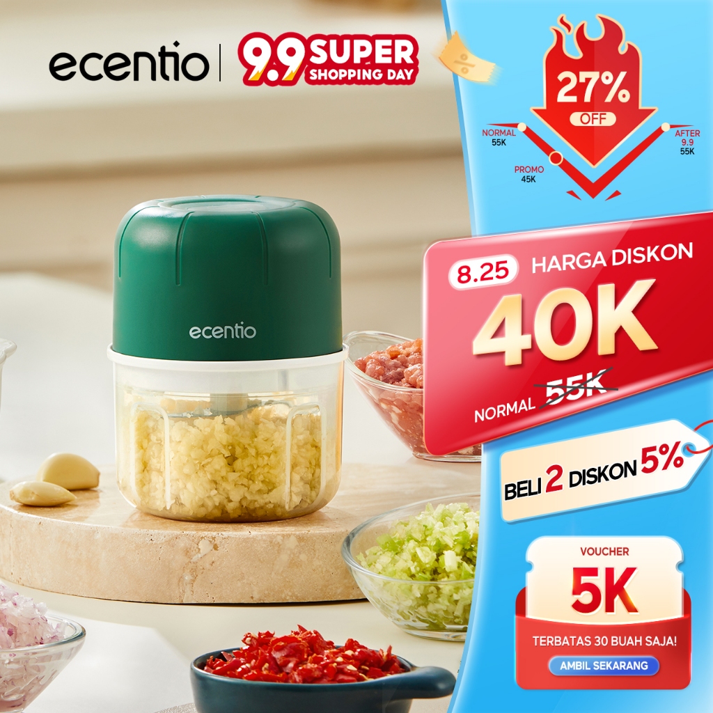 Jual ecentio Mini Chopper Blender Portable 6 Pisau 250ml Food Grade ...