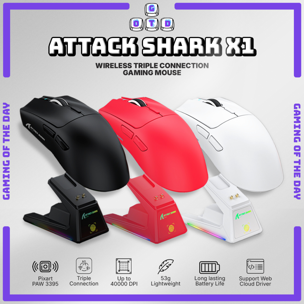 Jual ATTACK SHARK X1 Tri-mode Wireless Gaming Mouse With Touchpad RGB ...