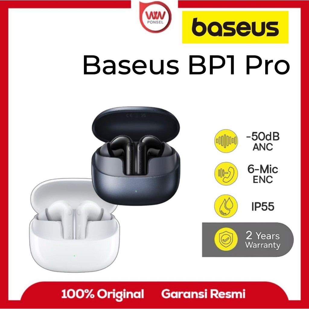 Jual Baseus BP1 Pro TWS ANC Hi-Res LDAC -50dB 6 Mic ENC with IP55 & 55H ...